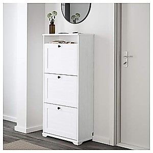 IKEA Brusali Shoe Cabinet With 3 Compartments, White