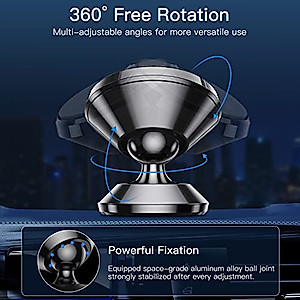 CASEKOO [Never Fall] Magnetic Car Mount [6X N52 Powerful Magnet] 360°Adjustable Alloy Dashboard Phone Holder for Car [2X Metal Plates] Fits for iPhone 11/12/13/14 Ultra 22/23 All Cell Phone