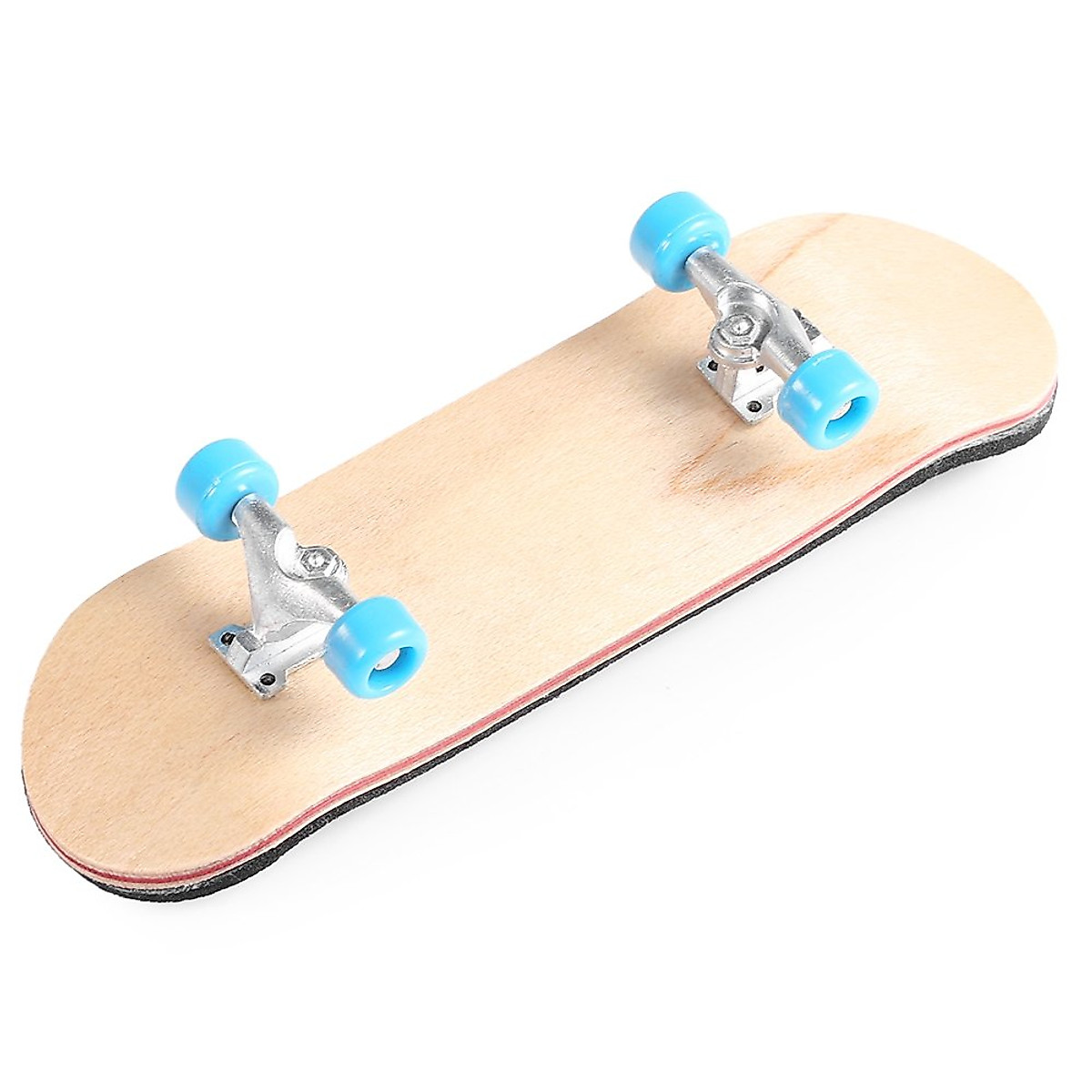 BISOZER Mini Finger Skateboard – Wooden Finger Board Ultimate Sport Training Props in Light Brown with Ball Bearings -1 Pack (Random Color Bearing Wheels)