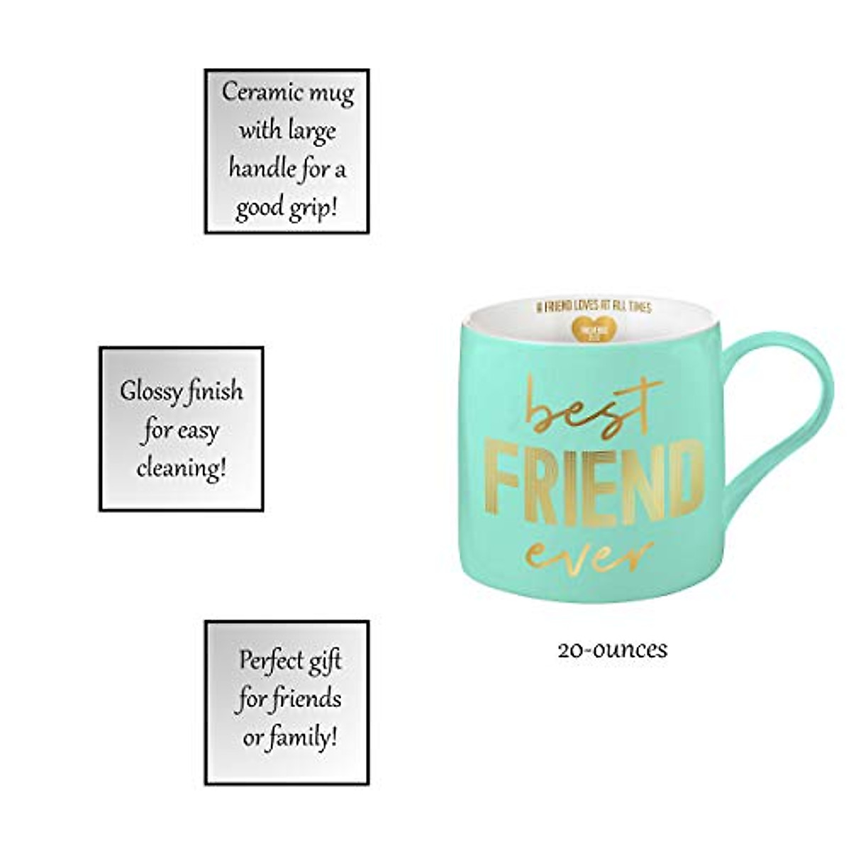 Creative Brands Faithworks-Slant Ceramic Coffee Mug/Cup, 20-Ounce, Best Friend Ever