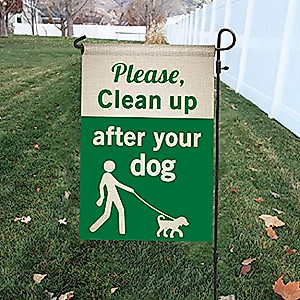 Chengxun Please Clean Up After Your Pet Flag No Pooping Yard Sign Dog Poop Garden Flag Lawn Decoration Fabric Sign