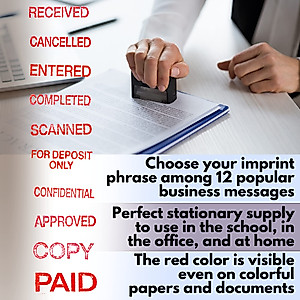 Self Inking Rubber Stamp, Refillable Red Ink Preinstalled - (9/16" x 1-1/2") (Confidential)