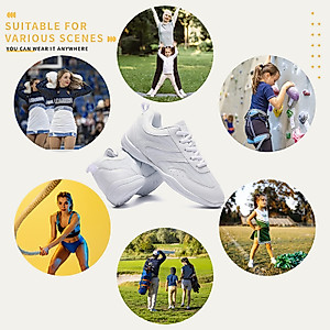 LANDHIKER Cheer Shoes for Women Cheerleading Shoes Girls Youth White Competition Cheerleading Gear Dance Shoes Sports Shoes Tennis Training Athletic Shoes Flats Breathable Kids Cheer Sneakers