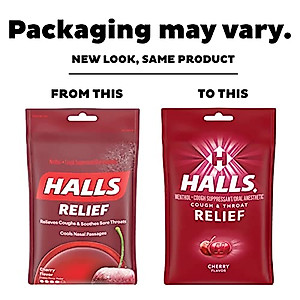 HALLS Relief Cherry Cough Drops, 30 Drops