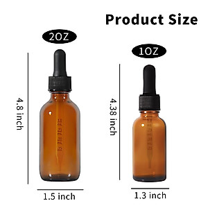 StellaCare 2oz, 2 Pack, Dropper Bottle, Amber Oil Eye Dropper, Droppers for Oils, Leak Proof Travel Bottles