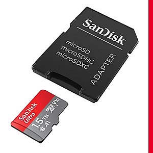 SanDisk 1.5TB Ultra microSDXC UHS-I Memory Card with Adapter - Up to 150MB/s, C10, U1, Full HD, A1, MicroSD Card - SDSQUAC-1T50-GN6MA [New Version]