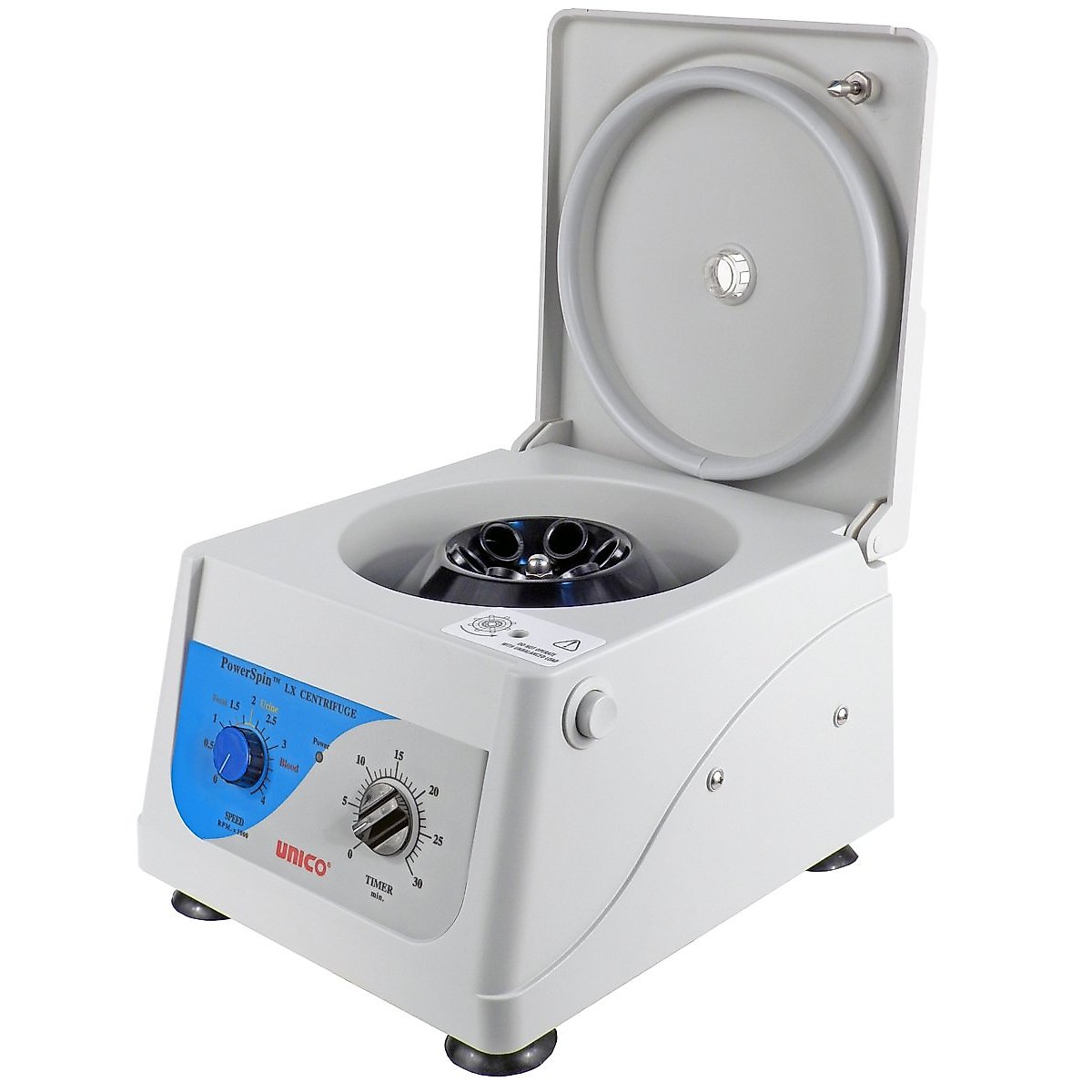 UNICO C856 Power Spin Model LX Centrifuge, 300-4000 RPM Variable Speed, 30 Minutes Timer, 6 Place Rotor, 6 x 10 mL or 3 x 15 mL Capacity, 110V