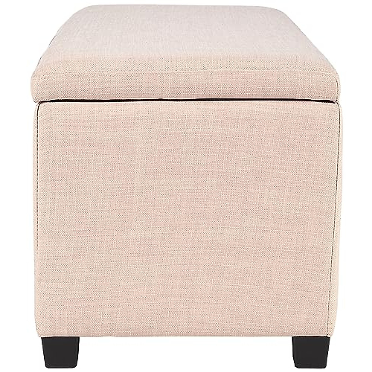 Amazon Basics Upholstered Storage Rectangular Ottoman and Entryway Bench, Beige, 35.5"W x 16.5"D x 17"H