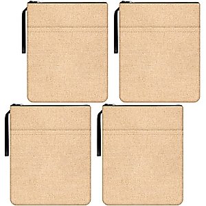 4 Pcs Book Cover for Book Lovers Burlap Book Cover with Zipper Book Protector Pouch Washable Fabric for Teen Adult Gift Teacher Student, 9.06 x 11.41 Inch