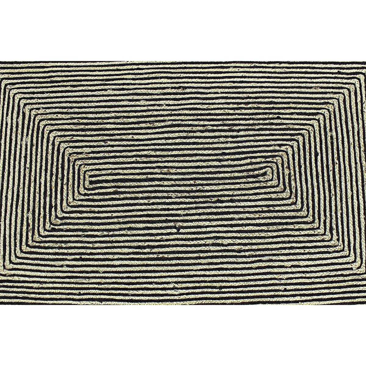 CASAVANI Collection Square Area Rug - 10x10 Feet Black Braided Jute Rug Geometric Kilim Rug Indoor Outdoor Use Carpet Flatweave Rugs for Bedroom Bedside Custom Mat Dining Table Mat