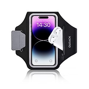 Phone Holder Running Armband for iPhone 15 14 13 12 Pro Max/Plus, with Zipper Pouch for Earphone Key & Card Slot, Gym Running Workouts Exercise Phone Arm Band for Android Samsung for 6.8" Phones