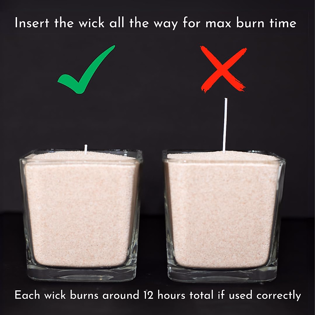 Foton Pearled Candle Colored 18 Oz - Black Unscented Non Toxic Luxury Long Lasting Powder Candles up to 120 Hours - Refillable Candle Sand with 30 Wicks for Candle Making