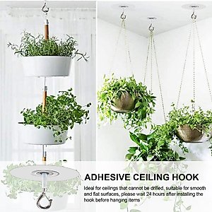 Adhesive Ceiling Hooks, Sticky Hooks for Hanging, Drill Free Hanging Ceiling Hook, Heavy Duty Ceiling Hooks for Hanging Plants, Drop Ceiling Hooks for Lantern, String Lights, Wind Chime