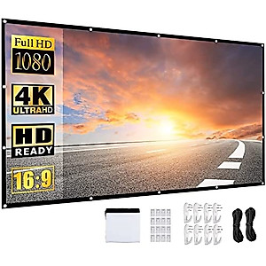 NMEPLAD Projector Screen 120INCH,Portable Movie Screen for Outdoor Indoor,4K 16:9 HD Foldable Wrinkle-Free Screen,1.1 GAIN,160°Viewing,Support Front Rear Projection with 16sticky Hooks & 8 Nail Hooks
