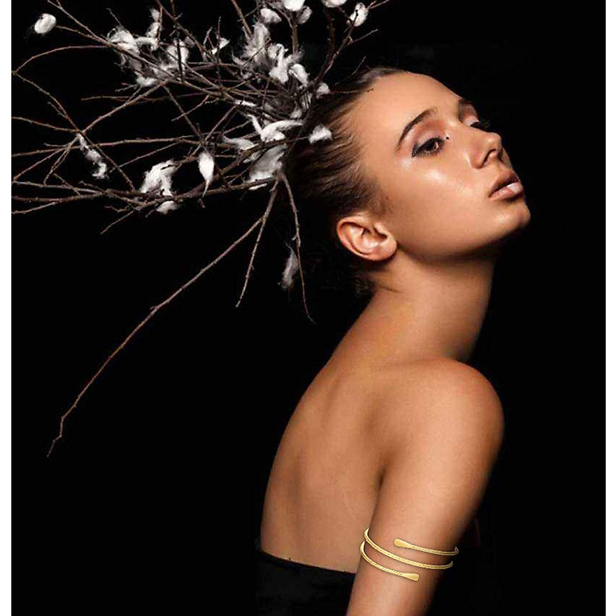 TOBENY 6 Pieces Arm Bracelet for Women Gold Mental Open Upper Arm Bangle Bracelet Simple Adjustable Armlet Armband Set