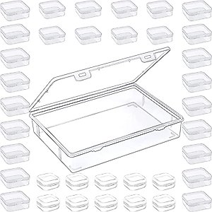 36 Pcs Mixed Sizes Mini Clear Plastic Containers for Bead Organizer and Storage, Craft Storage Boxes with Hinged Lids, Small Transparent Storage Containers for Jewelry Diamond Art Screws Small Parts