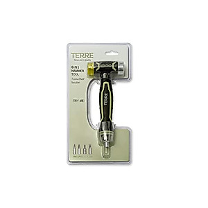 Terre Products, 6 in 1 Double Faced Hammer Tool, Small Rubber Mallet Hammer, Built-In Multi Bit Screwdriver, Ergonomic Non-Slip TPR Handle, Perfect for Crafts, Jewelry, Wood, Auto, and Flooring