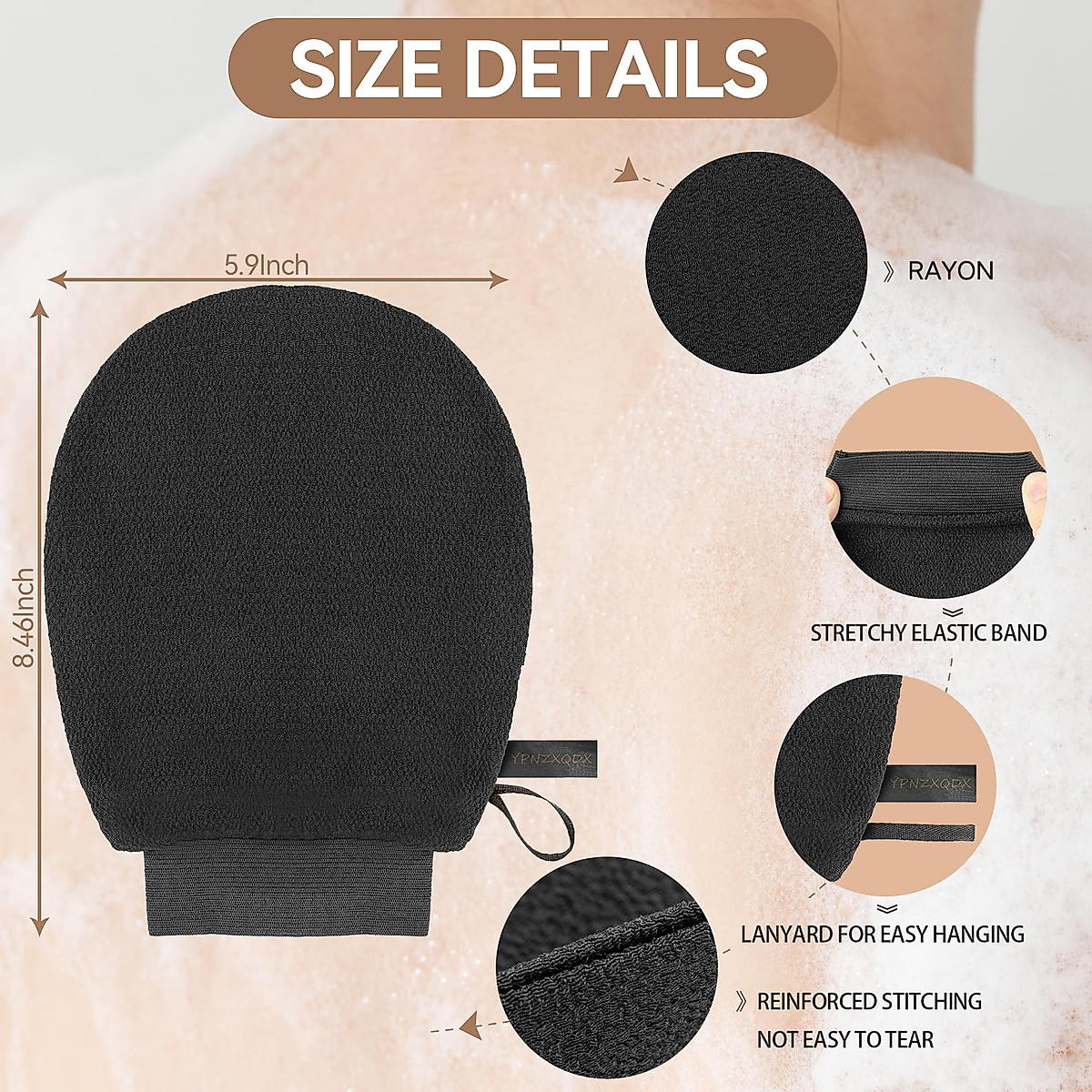 Exfoliating Mitts 2Pcs, Body Scrub Gloves for Bath or Shower, Men's Women's Deep Clean Exfoliating Tool to Remove Dead Skin and Dirt, Home Spa Exfoliating Gloves for Self-Tanning