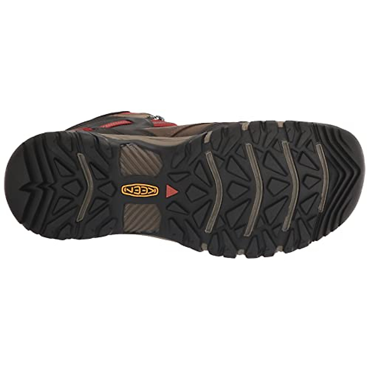 KEEN Men's Ridge Flex Mid Height Waterproof Hiking Boots, Dark Olive/Ketchup, 10.5