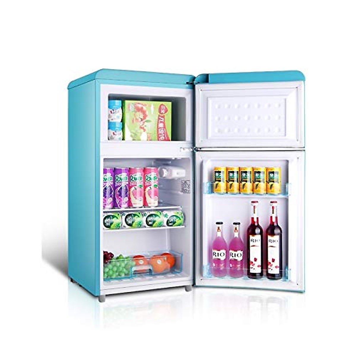 HESNDxbx Mini Fridge Color Small Refrigerator, Small Home Office Red Refrigerator, Two-Door Refrigerator (Color : Red)