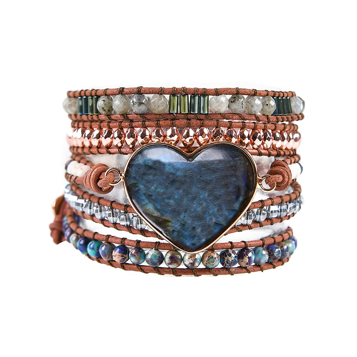 YGLINE Labradorite Stone Bracelet,Natural Gemstone Balance Meditation Healing Bracelet