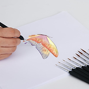 10Pcs Miniature Paint Brushes, Detail Fine Tip Paint Brushes Set with Ergonomic Handle - Suitable for Acrylic Painting, Oil, Watercoloring, Face, Nail, Scale Model Painting, Line Drawing