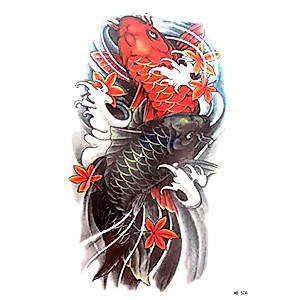 10 sheets dragon yinyang koi large 8.25" half-sleeve arm tattoo good fake tattoos