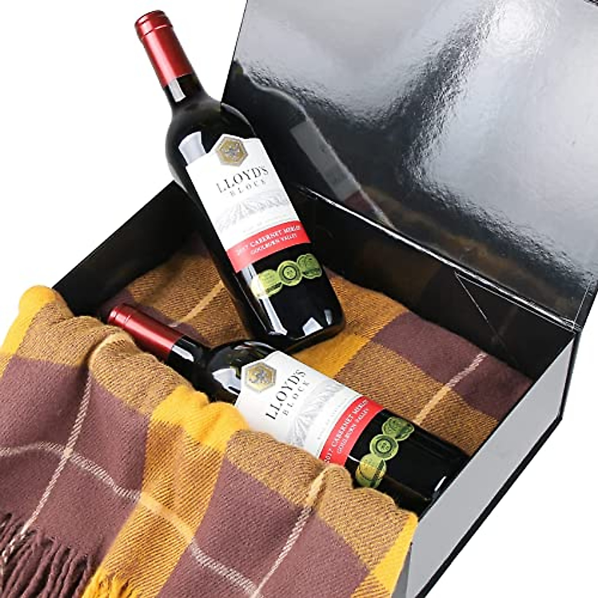 Aimyoo Black Collapsible Gift Box with Magnetic Closure Lids 13.8x9x4.3 in, Bridesmaid Groomsman Proposal Boxes, Rectangle Present Box for Graduation Storage