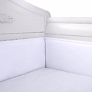 Crib Bumpers Padded for Baby Boys Girls' Crib, Crib Liner Bumper Pads for Crib 4 Sides, Prevent Bumperless Crib Bedding Set Safer Crib Bumper, Crib Protector Crib Padding Bumper (Solid.White)