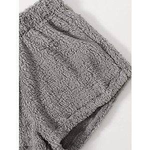 Verdusa Women's Fuzzy Pajamas Set Loungewear Crop Tank Top and Shorts Sleepwear Grey XL