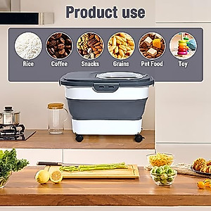 Muibe Dog Food Storage Container 20-23 LBS, Dog Food Storage,Pet Food storage Containers, Collapsible Airtight Dog Food Containers with Clear Lid, Measuring Cups