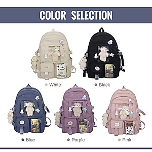 Freie Liebe Kawaii School Backpack for Girls Cute Aesthetic Backpack School Bookbag with Pin and Accessories