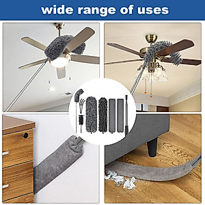 Dusters for Cleaning High Ceiling Fan, Microfiber Duster with Extension Pole 30-100 Inches, FUUNSOO Retractable Gap Dust Brush Cleaner Long Feather Duster for Cleaning Cobweb, Blinds, Furniture