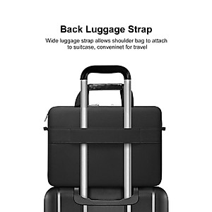 MOSISO Laptop Shoulder Bag Compatible with MacBook Air/Pro,13-13.3 inch Notebook,Compatible with MacBook Pro 14 inch 2023-2021,Polyester Briefcase with Front 3 Rectangle Separate Pockets & Belt, Black