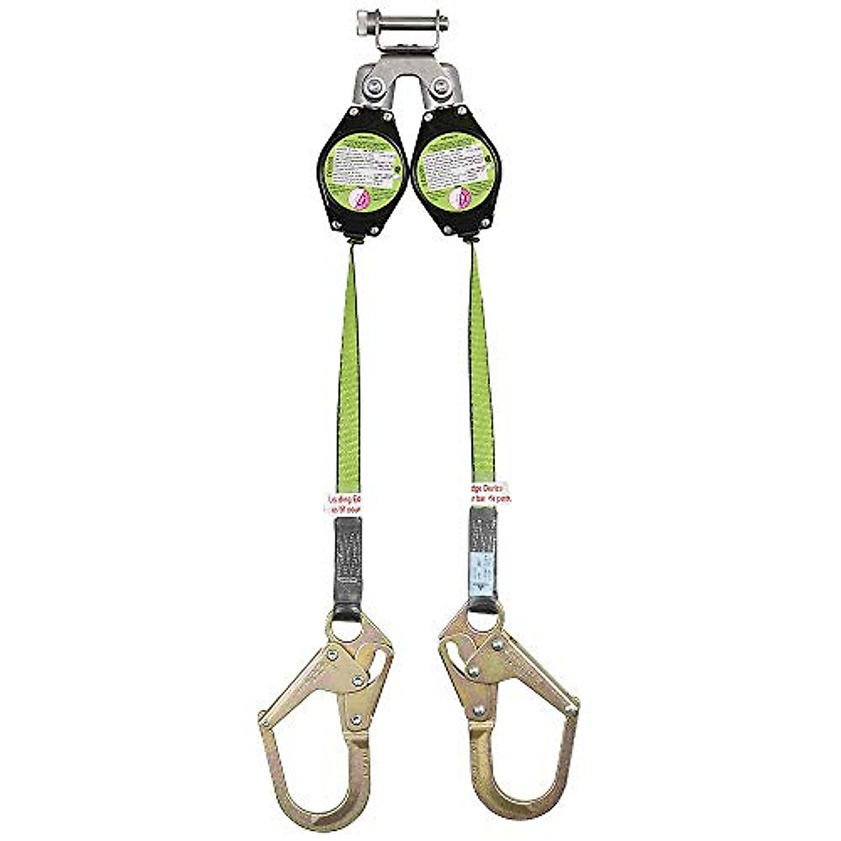 Peakworks Fall Protection Dual Self Retracting Lifeline (SRL), 2 Ladder Hooks, 7.5 ft. Length, Black/Green, V8455277-5LE