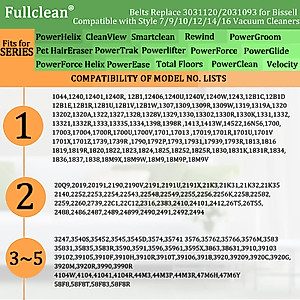 Fullclean Belts Replacements Compatible with Bissell Style 7/9/10/12/14 P/N 3031120 CleanView Swivel Upright Rewind Pet 2252 2489 22543 2254 2486 24899 Vacuum Cleaner,2 Pack
