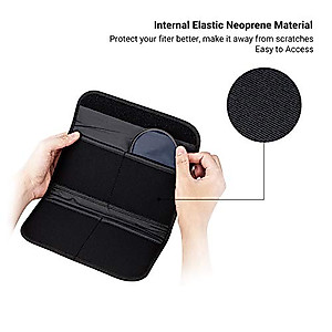 4 Pockets Lens Filter Case for Filter Up to 82mm (37mm 40.5mm 43mm 46mm 49mm 52mm 55mm 58mm 62mm 67mm 72mm 77mm),Foldout Filter Pouch with Microfiber Cleaning Cloth,Photography Filter Holder Bag