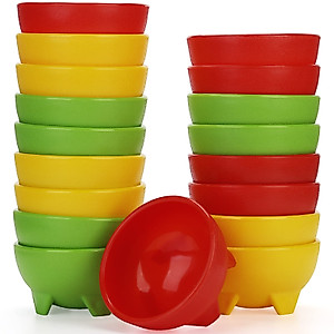ZEAYEA Set of 18 Salsa Bowls, 12 oz Plastic Dipping Bowls, 4.5" Mexican Party Serving Bowls, Plastic Guacamole Bowls for Condiments, Dipping Sauces, Taco, Snack