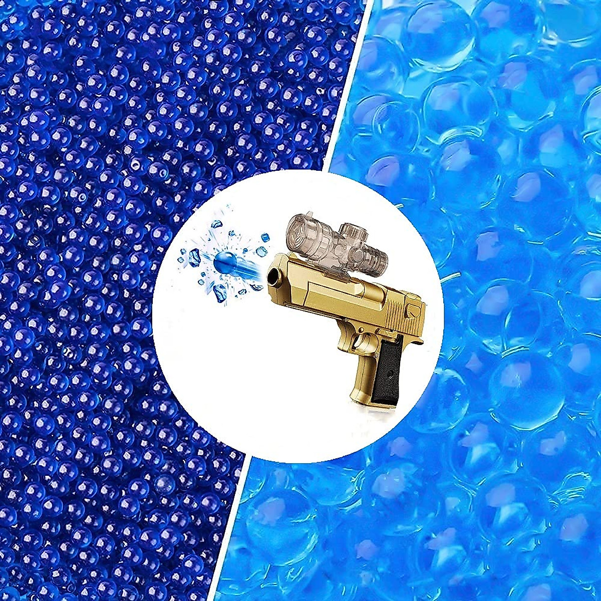 TANSAR Gel Ball Blaster Ammo Refill (7-8 mm,6 pack,10000 Pieces Per Pack), Gel Splat Bullets, Compatible with Gel Ball Blaster, Blue Colour, for Ages 14+