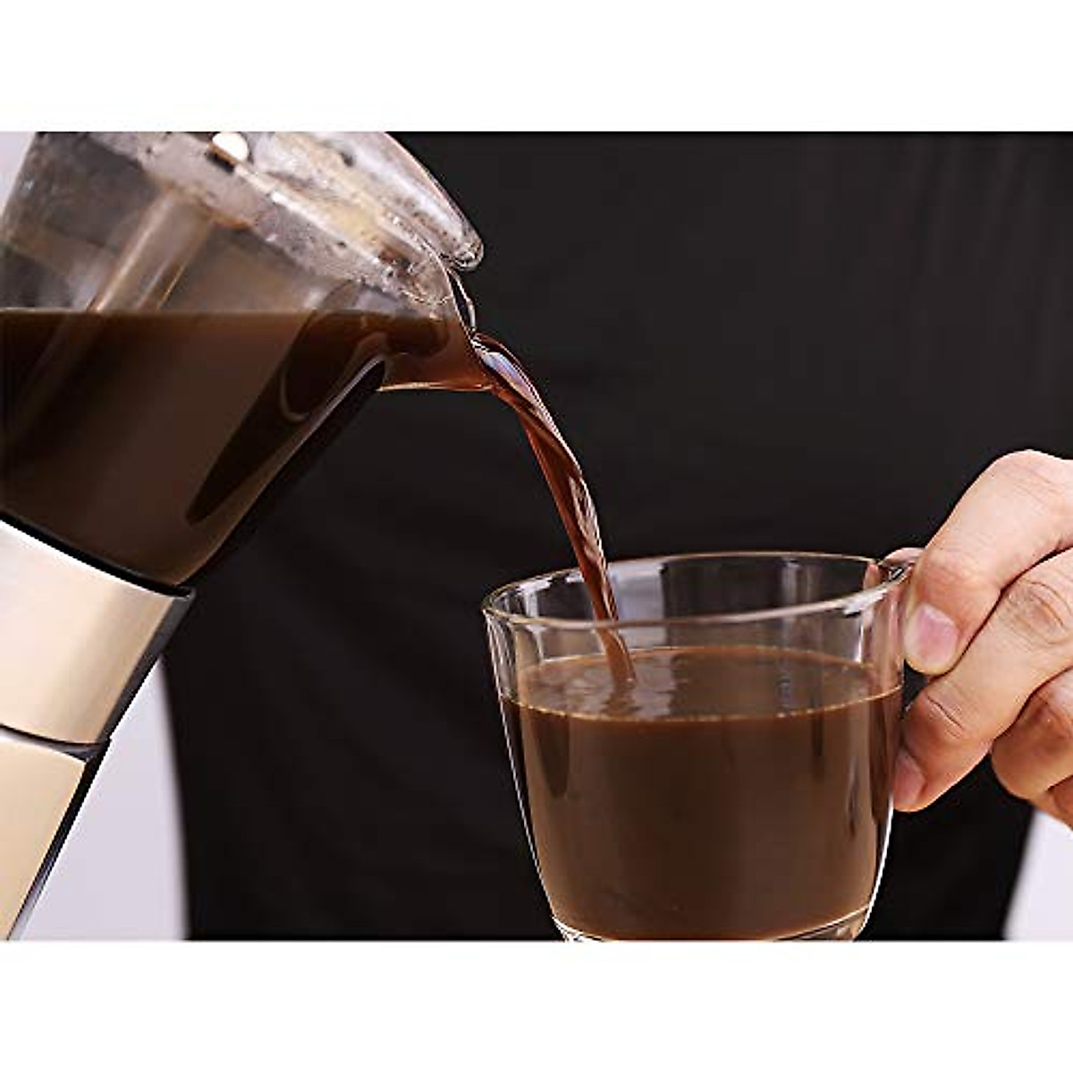 Geesta Premium Crystal Glass-Top Stovetop Espresso Moka Pot - 9 cup - Coffee Maker, 360ml/12.7oz/9 cup (espresso cup=40ml) Gift Idea for Husband Wife