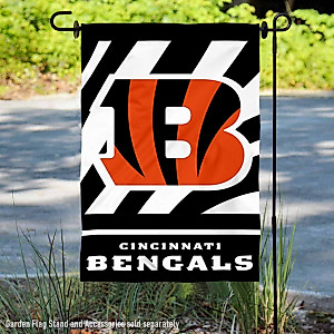 Cincinnati Bengals White Stripes Garden Flag Double Sided Banner