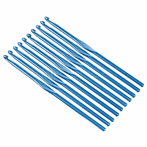 10 Pack - CleverDelights Size H (Size 8) Aluminum Crochet Hooks - 6" Length - 5mm Diameter - Knitting