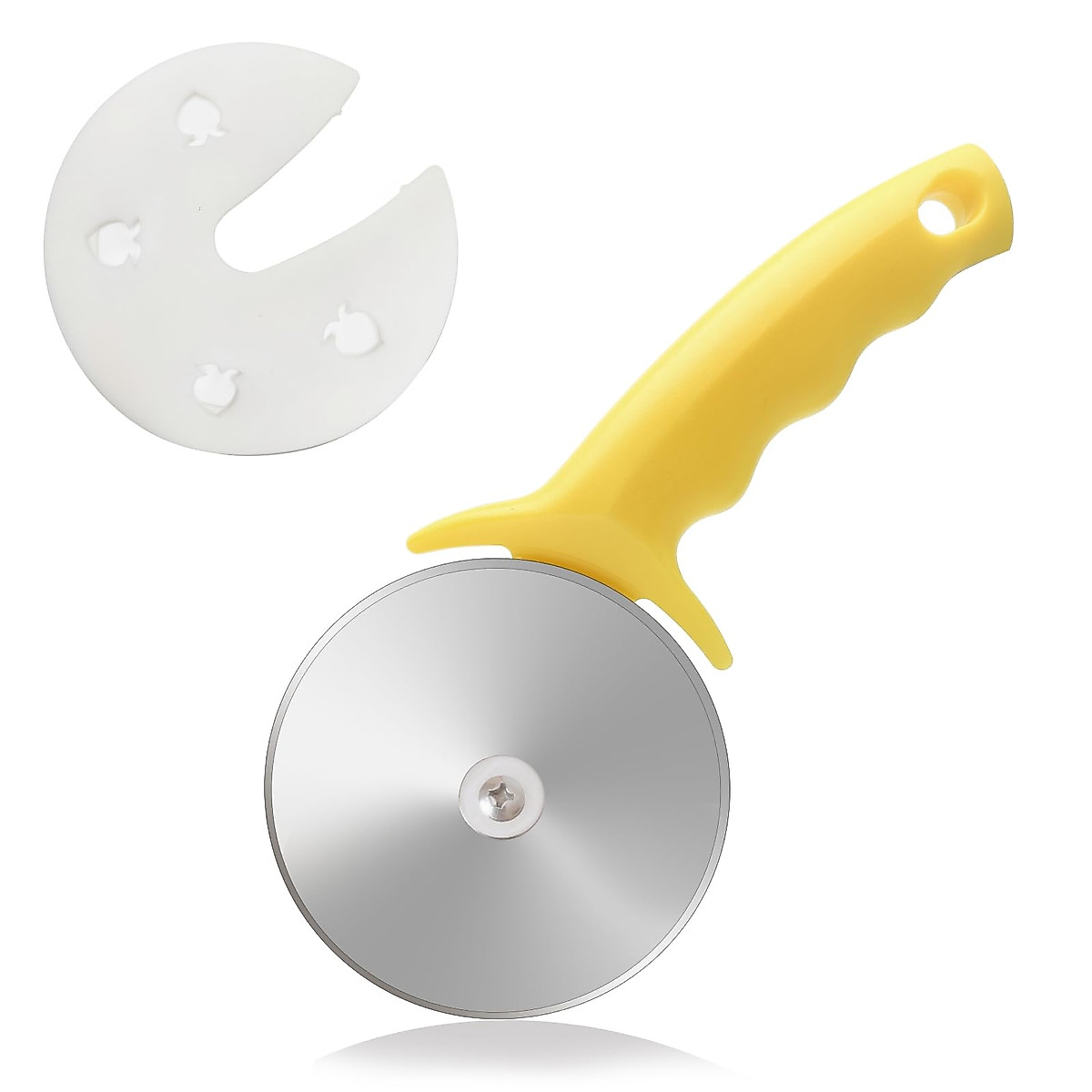 4-Inch Super Sharp Pizza Cutter Wheel,Stainless Steel Large Blade Pizza Cutter with Cover,Premium Kitchen Pizza Slicer with Good Grips Handle,Easy to Clean and Dishwasher Safe-Yellow