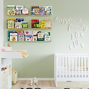 Wallniture Denver 24" Book Shelves for Kids Room Decor and Nursery, Wood Floating Shelves for Wall, Natural Pine, Set of 6