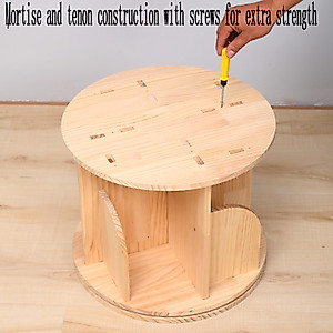 FDHUIJIA Rotating Bookshelf 360 Display Floor Standing Bookcase Storage Rack for Kids&Adults Solid Wood Book Shelf (2tier)