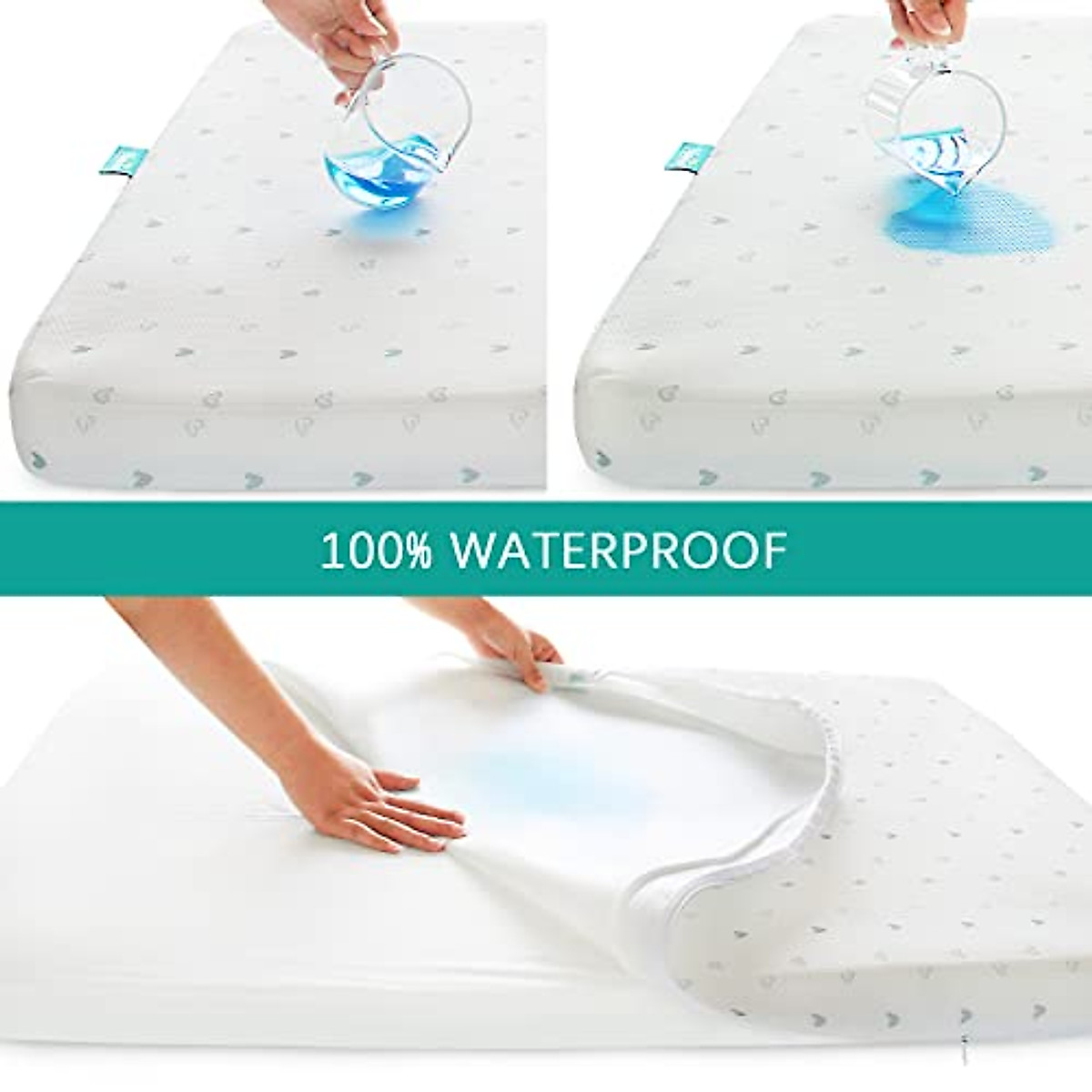 Bassinet Mattress Topper 33" x 20" Fits Mika Micky, Baby Delight, Koolerthings and Other Bedside Sleeper Bassinet, Waterproof Lining Breathable Soft, Baby Foam Mattress with Removable Zippered Cover