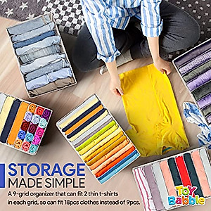 Clothes Organizer for Folded Clothes - Extra Large 9 Grids, Premium Upgraded Wardrobe Clothes Organizer with Handles, Pants organizer for closet. Foldable Jeans Organizer for Closet, tshirt organizer.