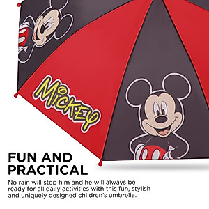 Disney Boys Umbrella and Poncho Raincoat Set, Mickey Mouse Kids Rain Wear For Kids Ages 6-7