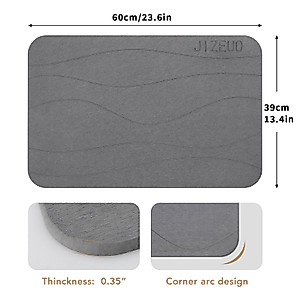 JIZEUO Stone Bath Mat, Diatomaceous Earth Shower Mat, Non-Slip Super Absorbent Quick Drying Bathroom Floor Mat，2 Pack, Grey