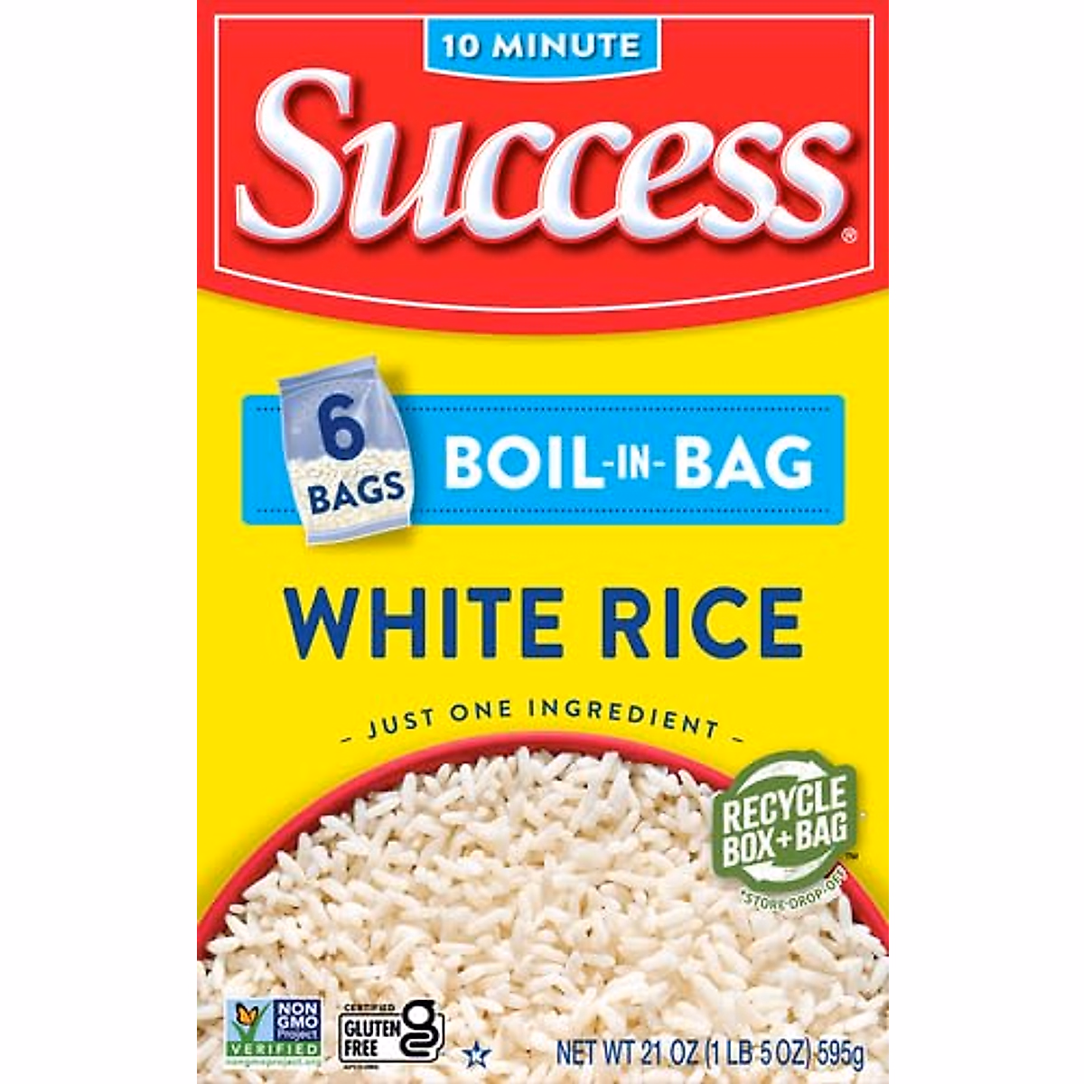 Success Boil-in-Bag Rice, White Rice, Quick and Easy Rice Meals, 21-Ounce Box